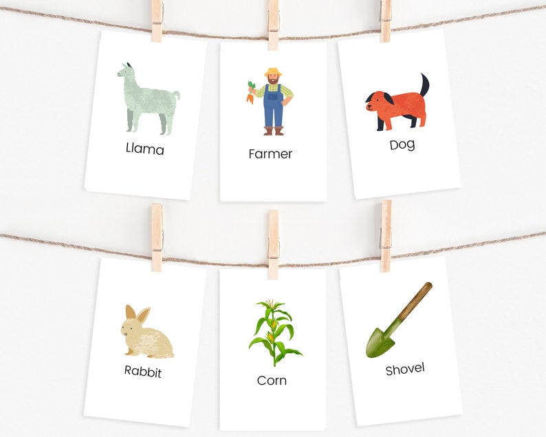 26 Farm Animals Flashcards, Farm Life, INSTANT DOWNLOAD, Nature Cards ...