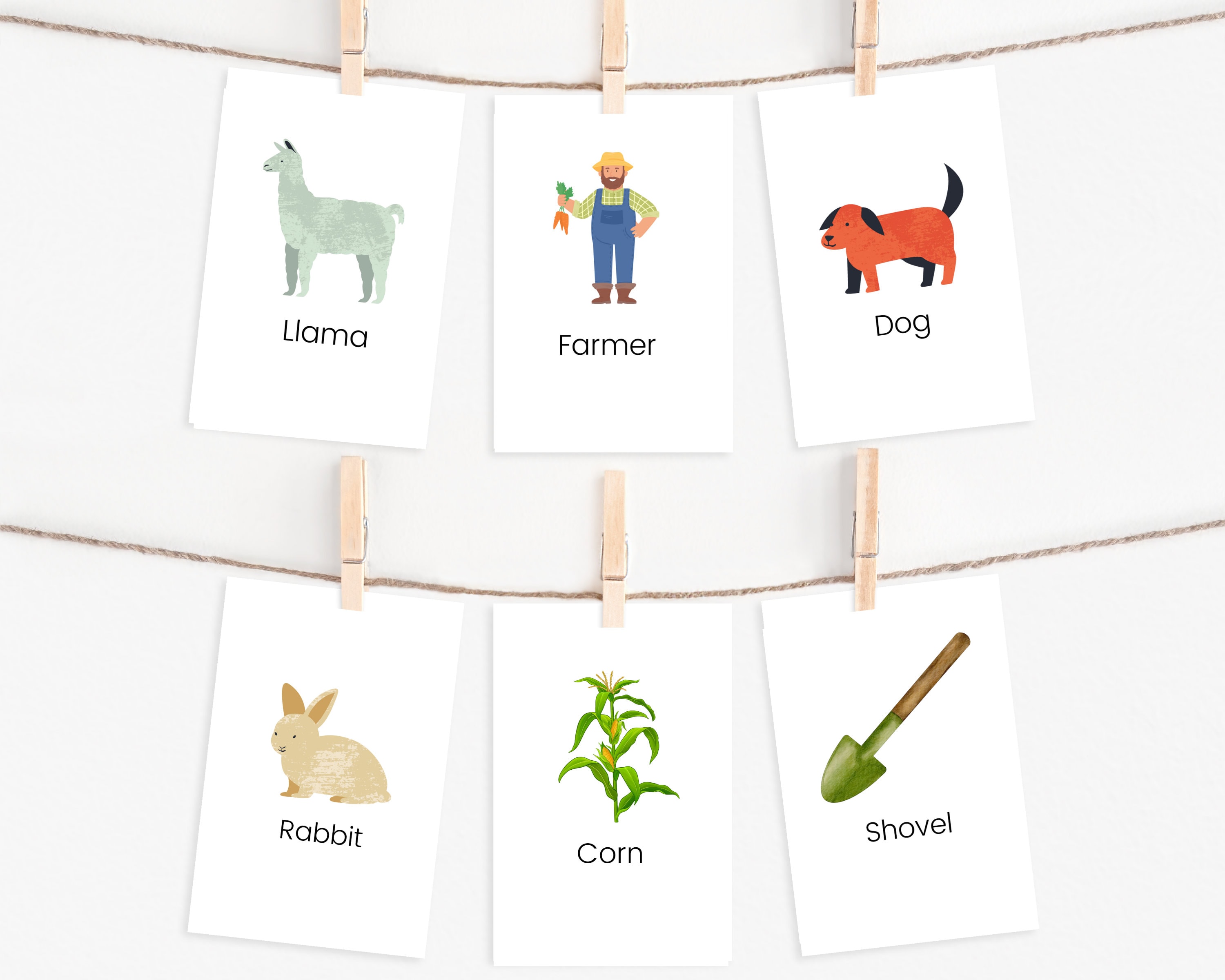 26 Farm Animals Flashcards, Farm Life, INSTANT DOWNLOAD, Nature Cards ...