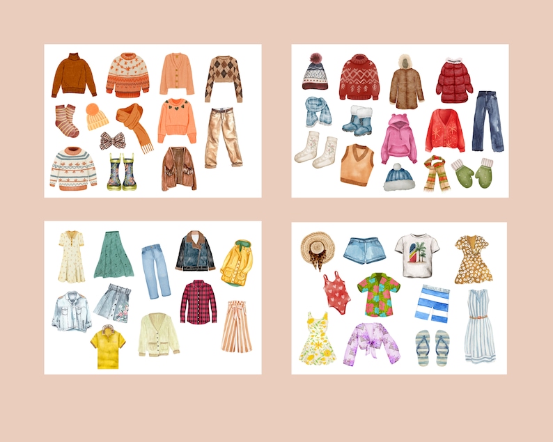 Clothes Sorting Activity, Seasons and Clothes, Weather Clothing, Fall ...