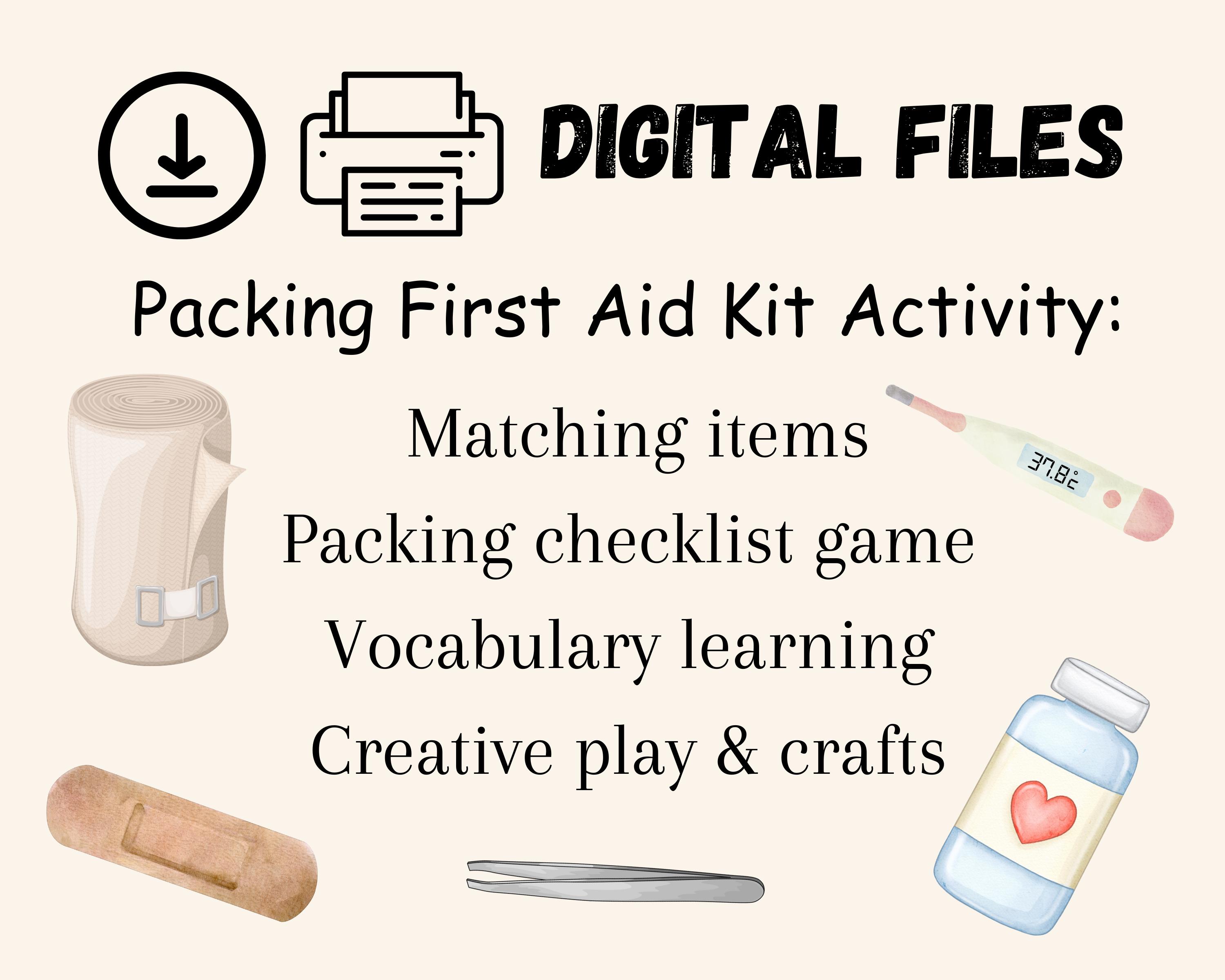 First Aid Kit Activity, Doctor Dramatic Play, First Aid Vocabulary ...