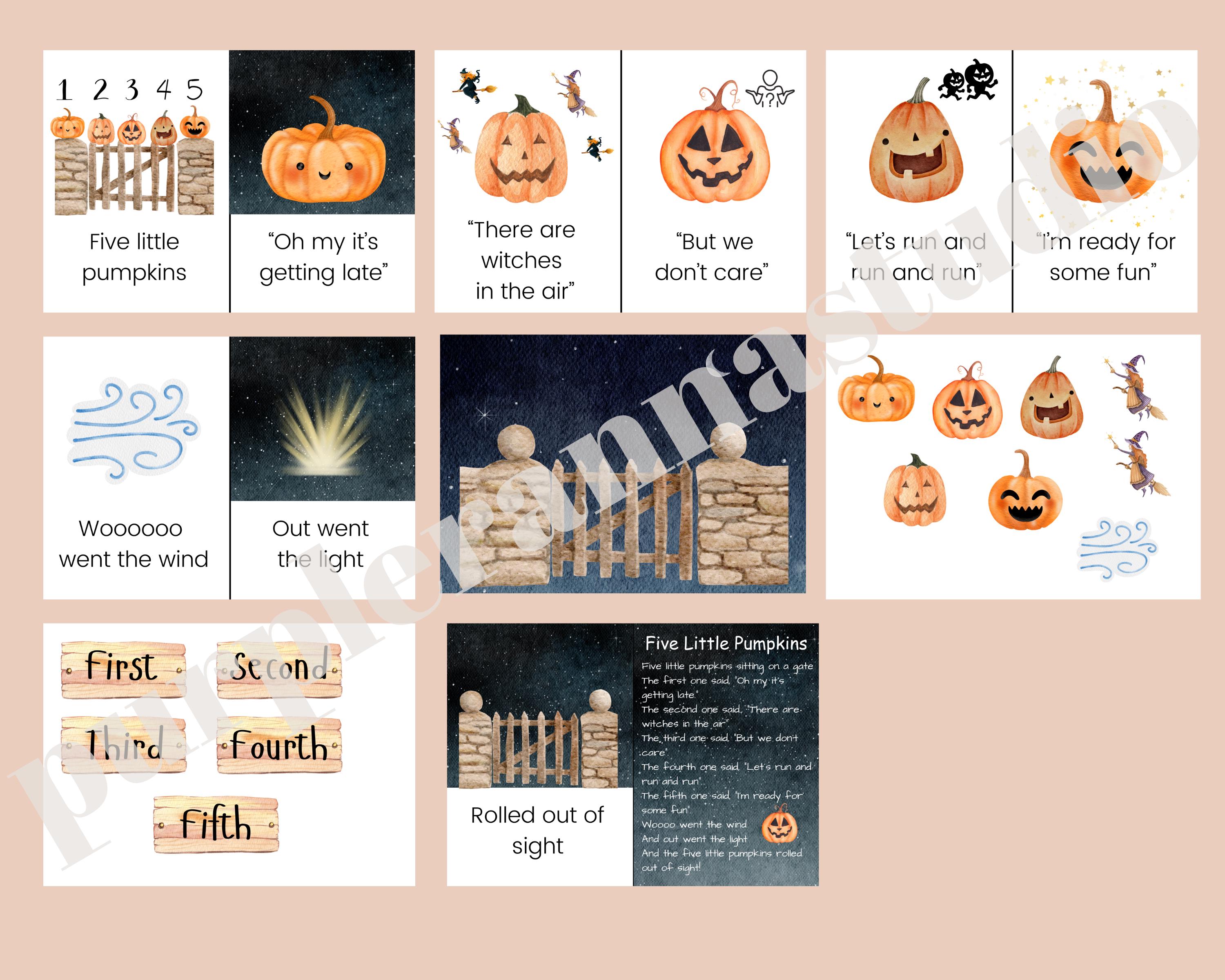 Five Little Pumpkins Activity Set, Fall Rhyme, Pumpkin Song, Halloween ...