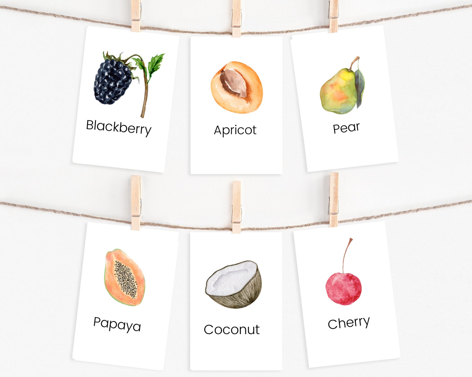 24 Fruit Flashcards, Montessori Flashcards, Food Cards, INSTANT ...