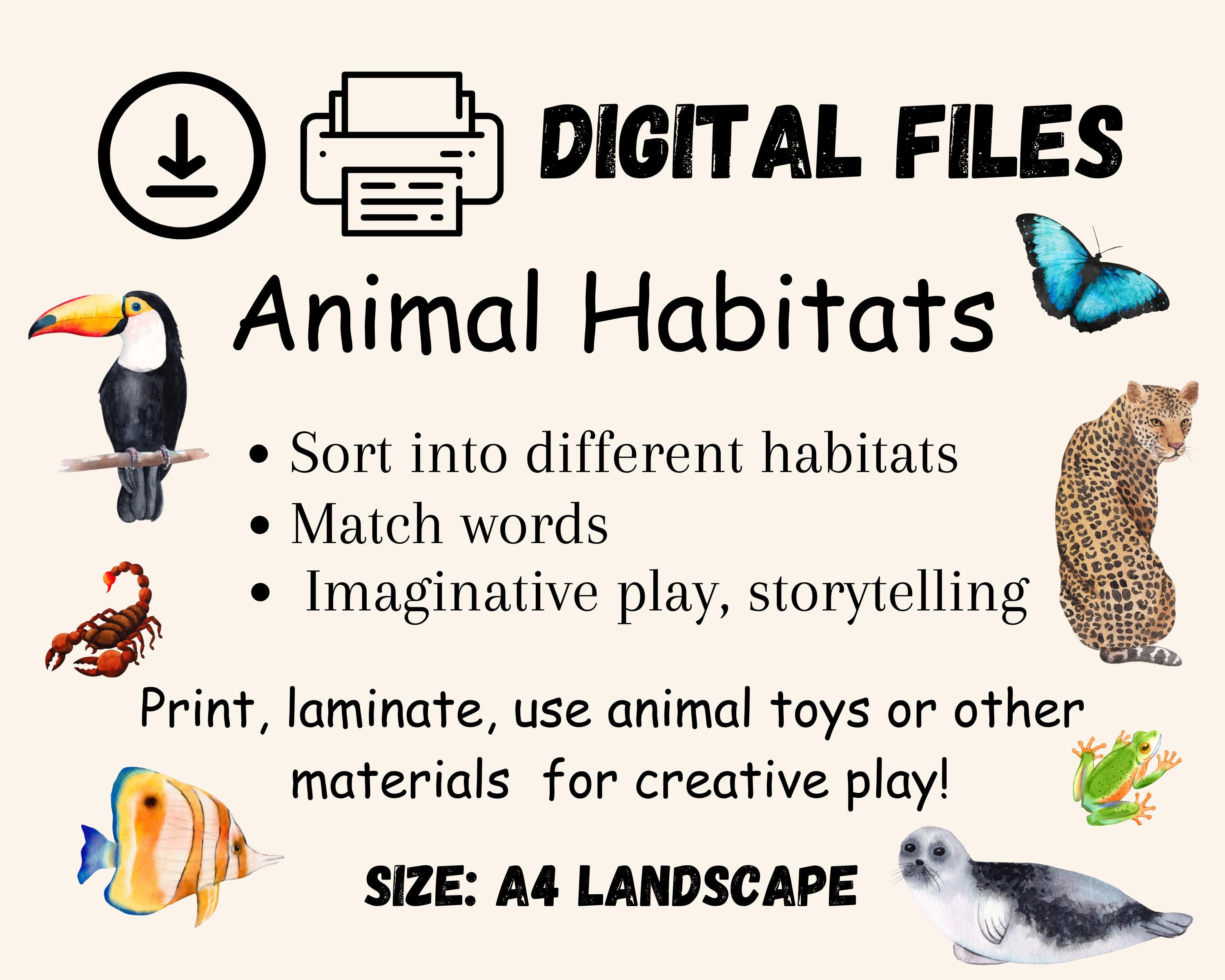 Animal Habitat Sorting Activity, Habitat Match, Animal Pretend Play ...