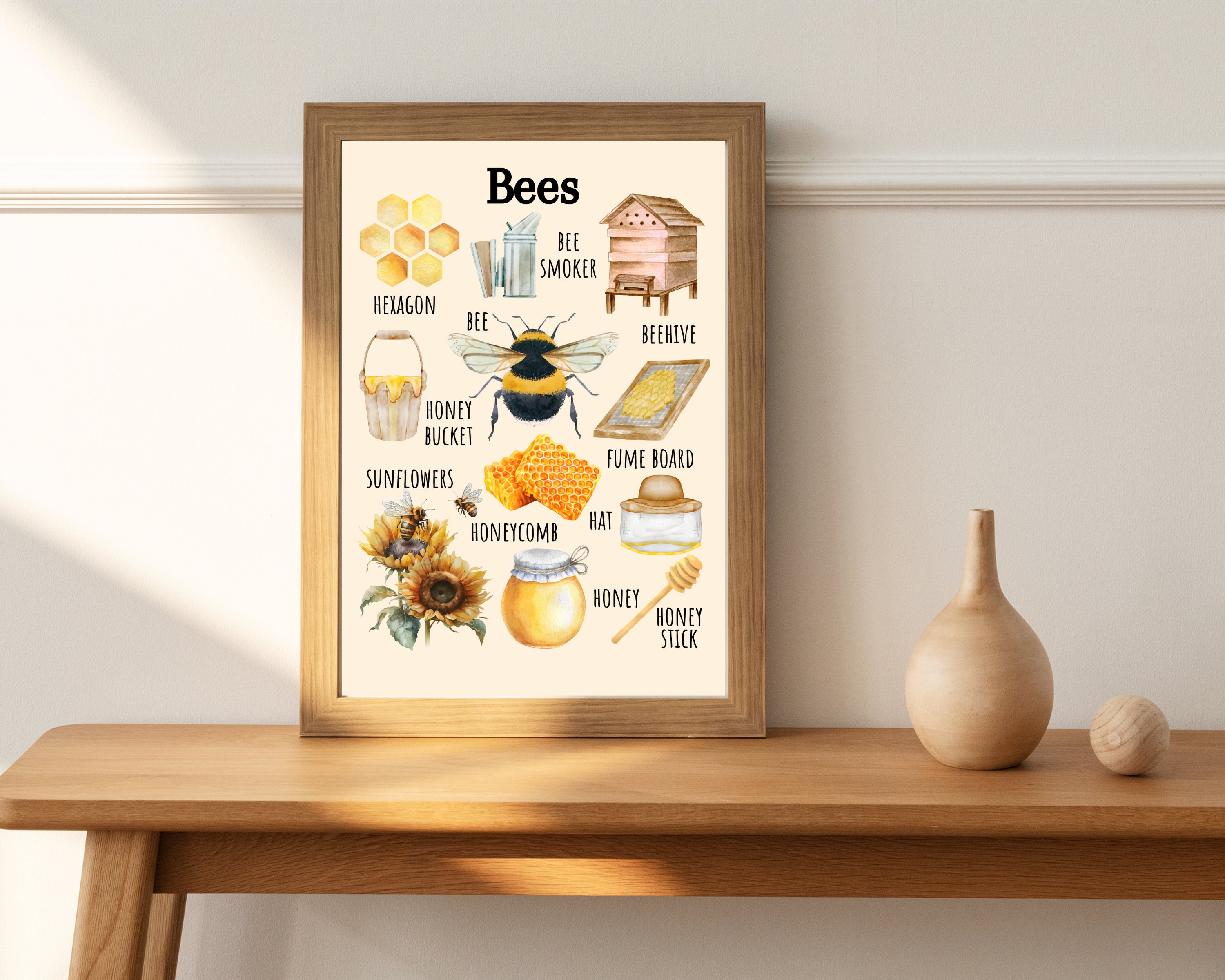 Bees Educational Poster, Sunflowers Poster, Printable Set of 2, Nature ...