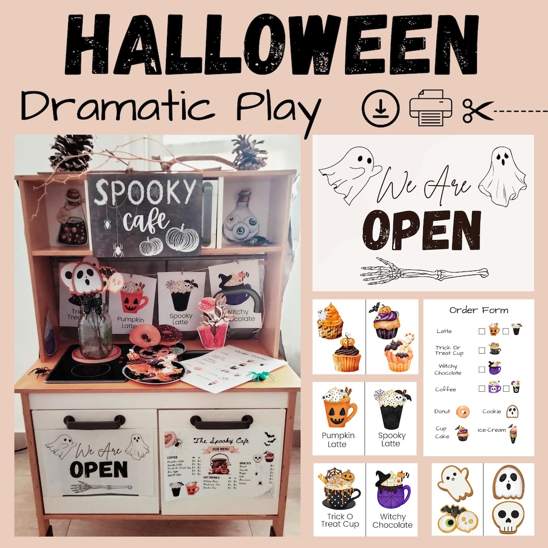 Halloween Coffee Shop Dramatic Play, Spooky Cafe, Pretend Play, Kids ...