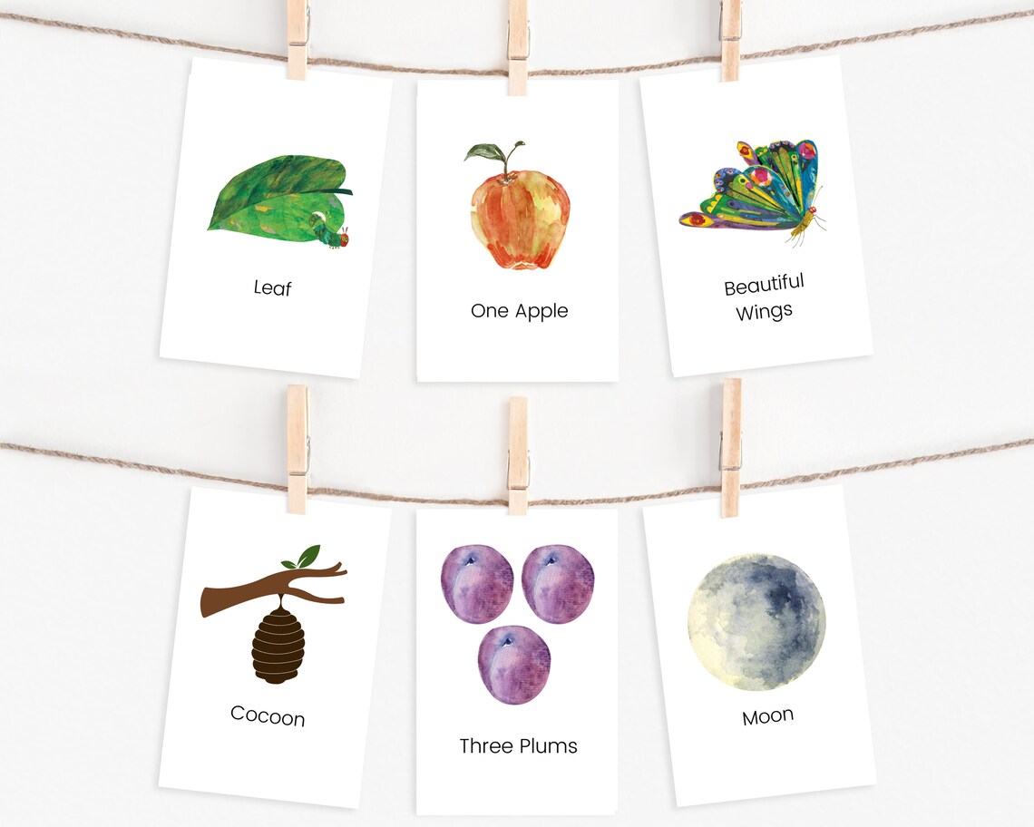 The Very Hungry Caterpillar Flashcards Homeschool Montessori - Etsy ...