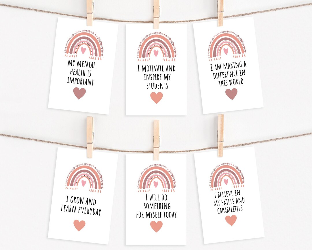 Teacher Affirmation Cards, Set of 20 Printable Affirmation Cards ...