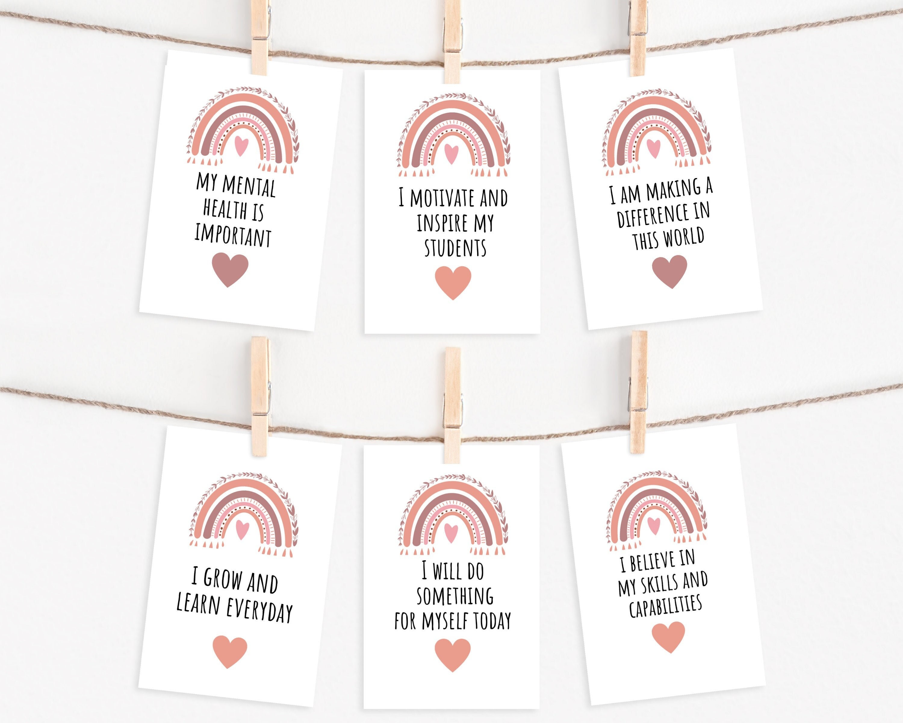 Teacher Affirmation Cards, Set of 20 Printable Affirmation Cards ...