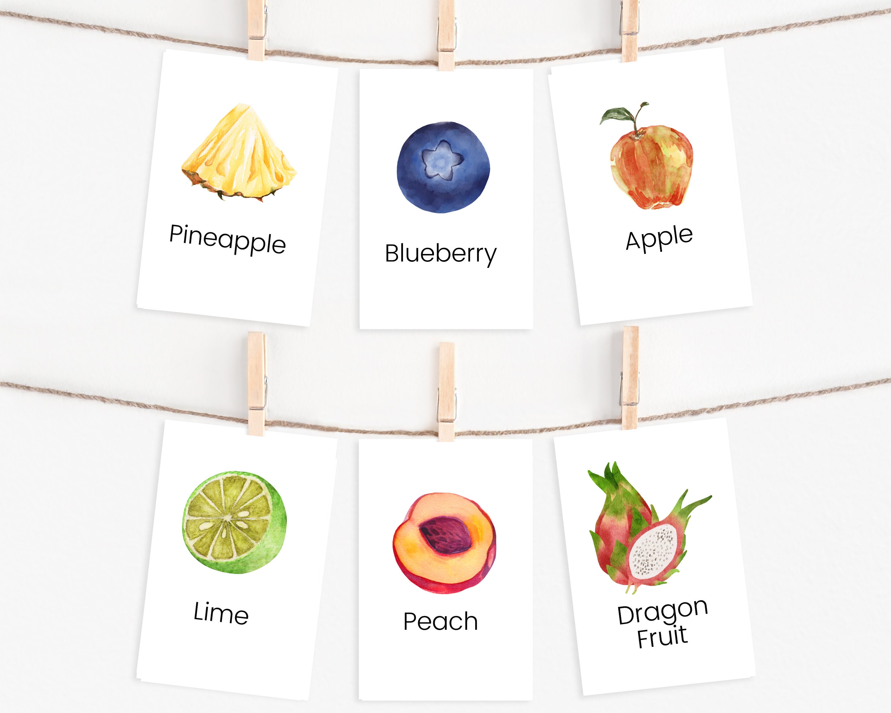 24 Fruit Flashcards, Montessori Flashcards, Food Cards, INSTANT ...