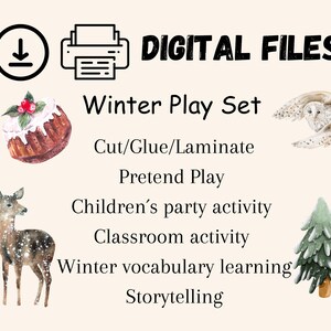Winter Play Set, Paper Winter Forest, Christmas Pretend Play, Paper ...