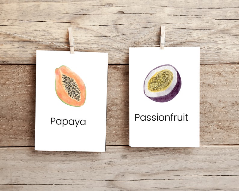 24 Fruit Flashcards, Montessori Flashcards, Food Cards, INSTANT ...