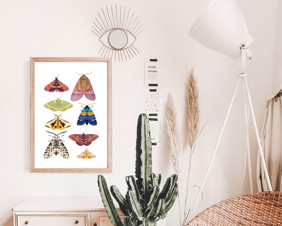 Moth Printable Art Boho Moth Print Magical Moth Art Moth - Etsy