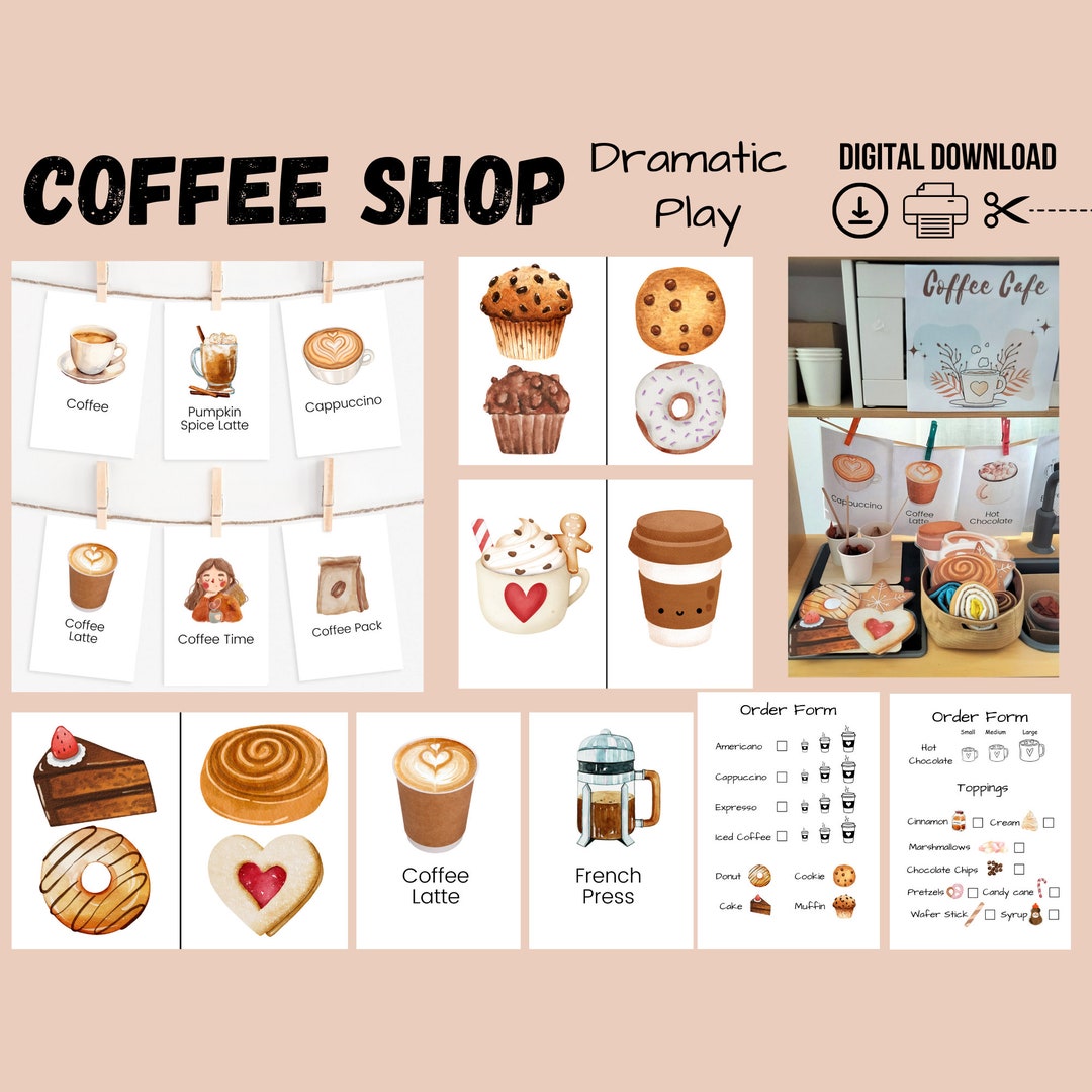 Coffee Shop Dramatic Play, Hot Chocolate Bar, Pretend Play, Kids Cafe ...
