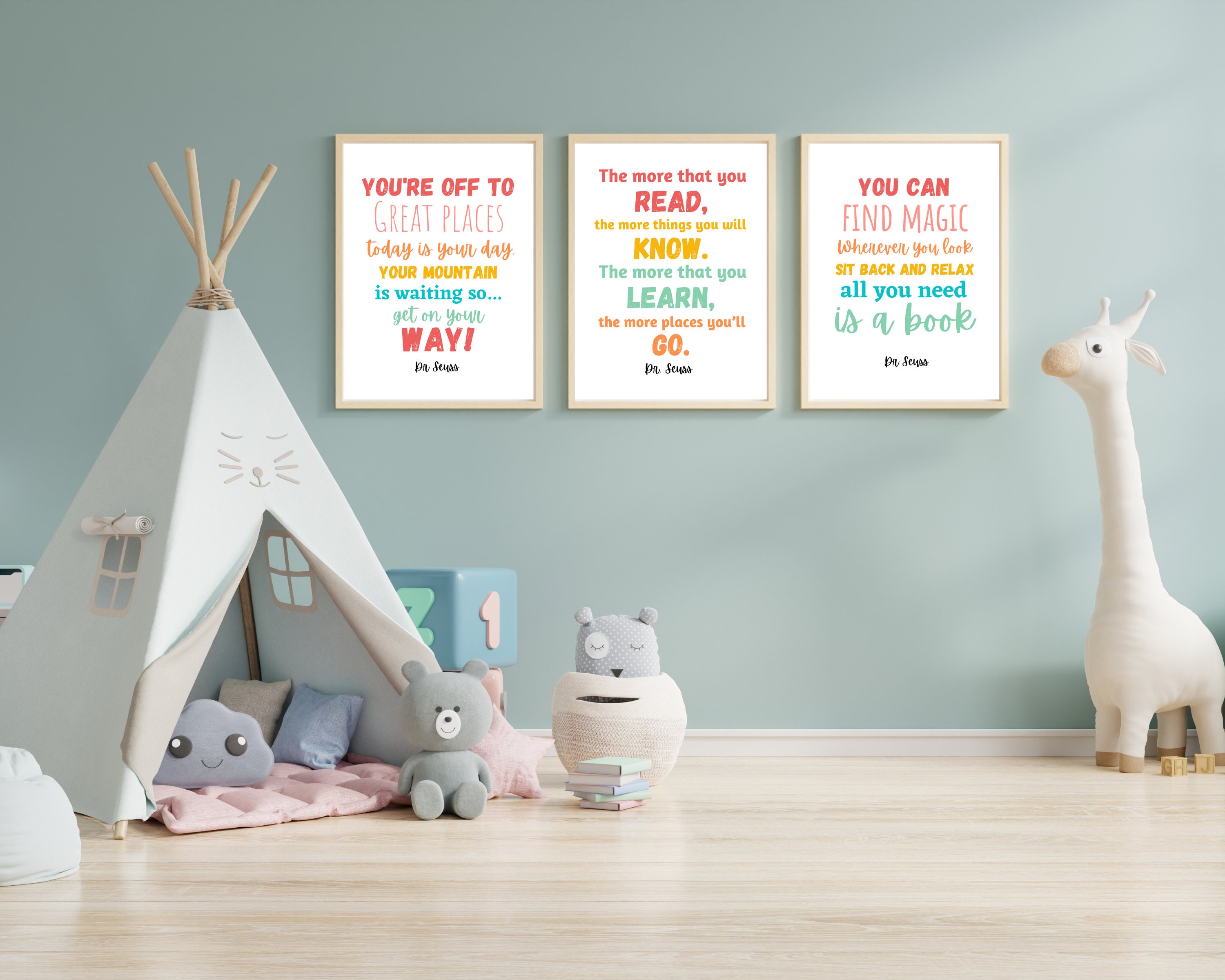 Dr Seuss Quote Prints, Dr Seuss Printables, Dr Seuss Wall Art Set, Kids ...
