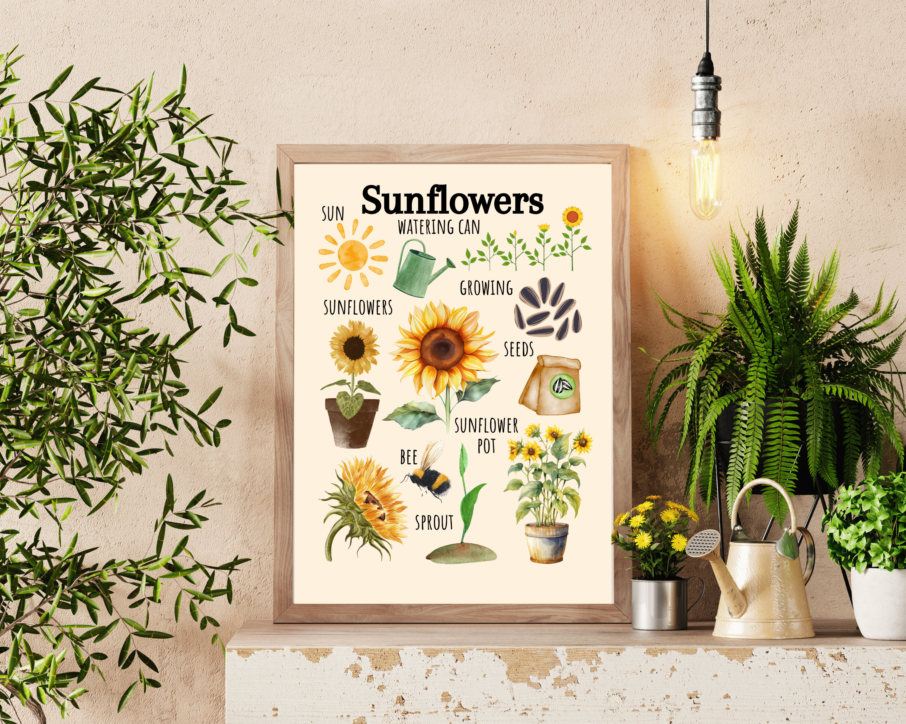 Bees Educational Poster, Sunflowers Poster, Printable Set of 2, Nature ...