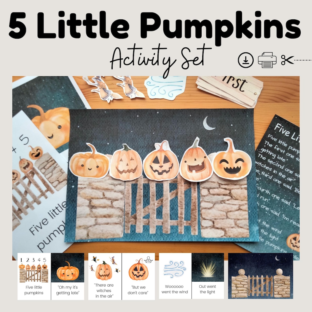 Five Little Pumpkins Activity Set, Fall Rhyme, Pumpkin Song, Halloween ...