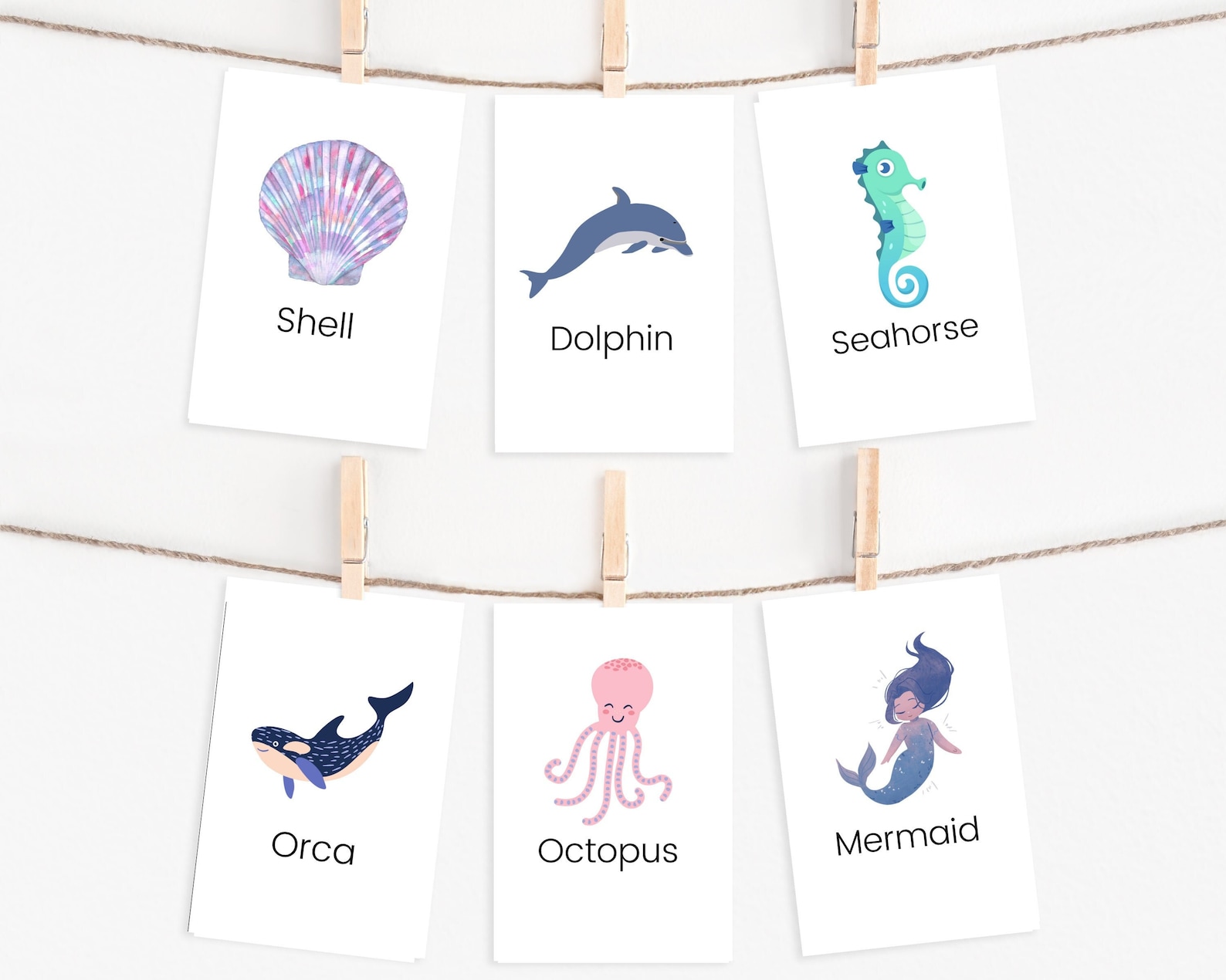 20 Ocean Animals Flashcards, Sea Animals Flashcards, INSTANT DOWNLOAD ...