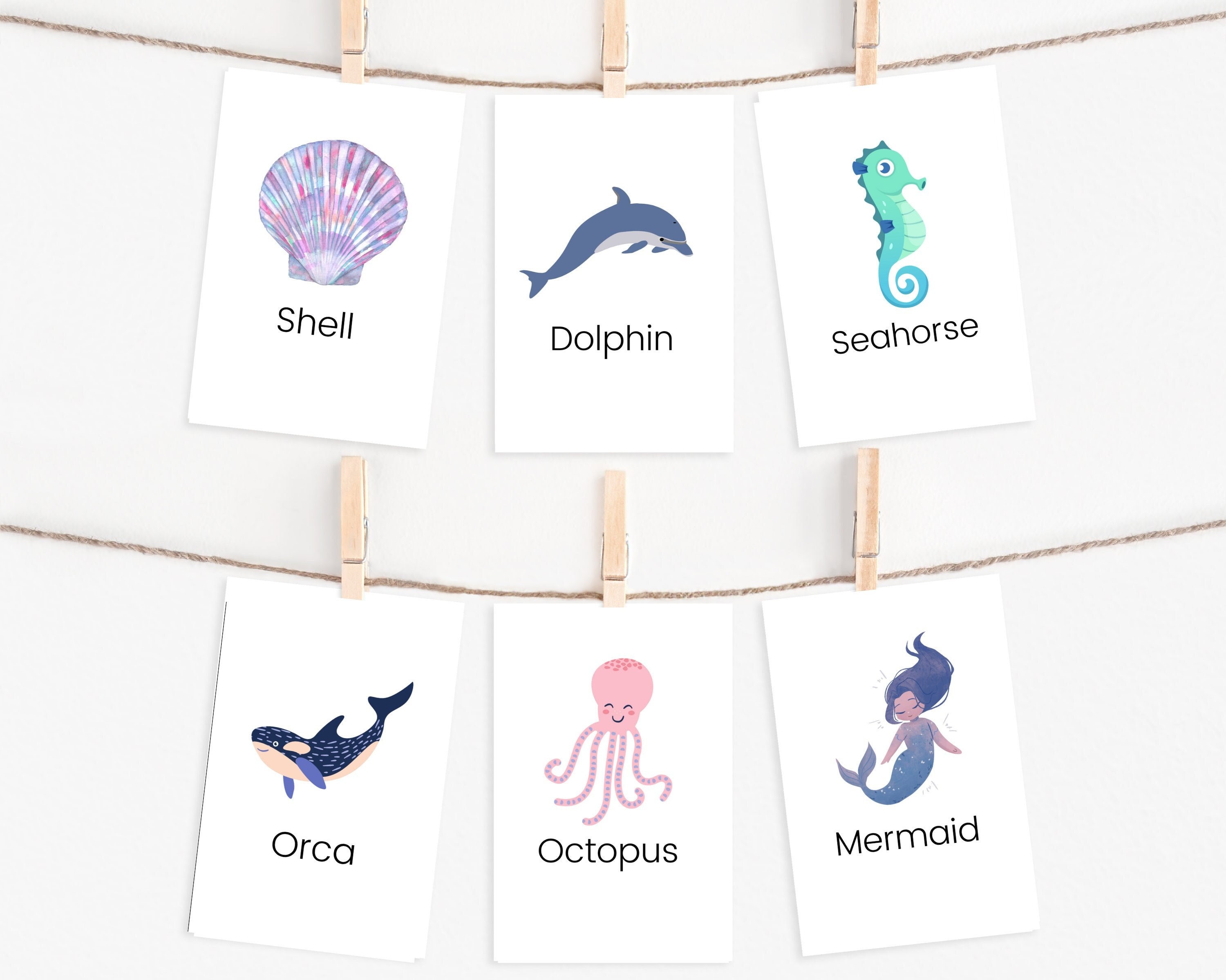 20 Ocean Animals Flashcards Sea Animals Flashcards INSTANT - Etsy