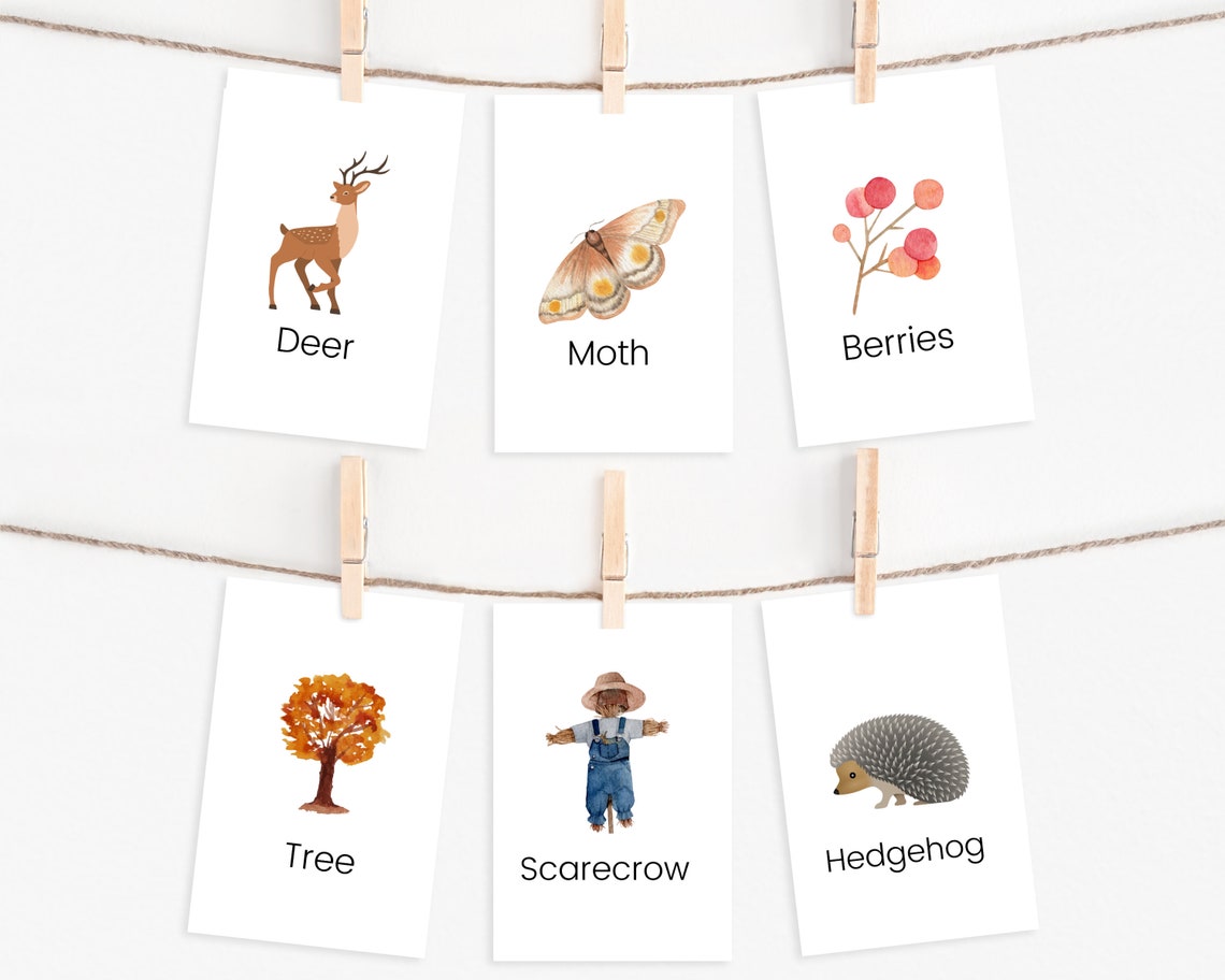 18 Autumn Flashcards Fall Poster INSTANT DOWNLOAD Nature - Etsy