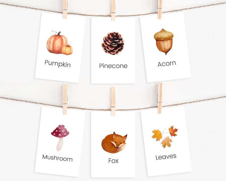 18 Autumn Flashcards Fall Flashcards INSTANT DOWNLOAD - Etsy