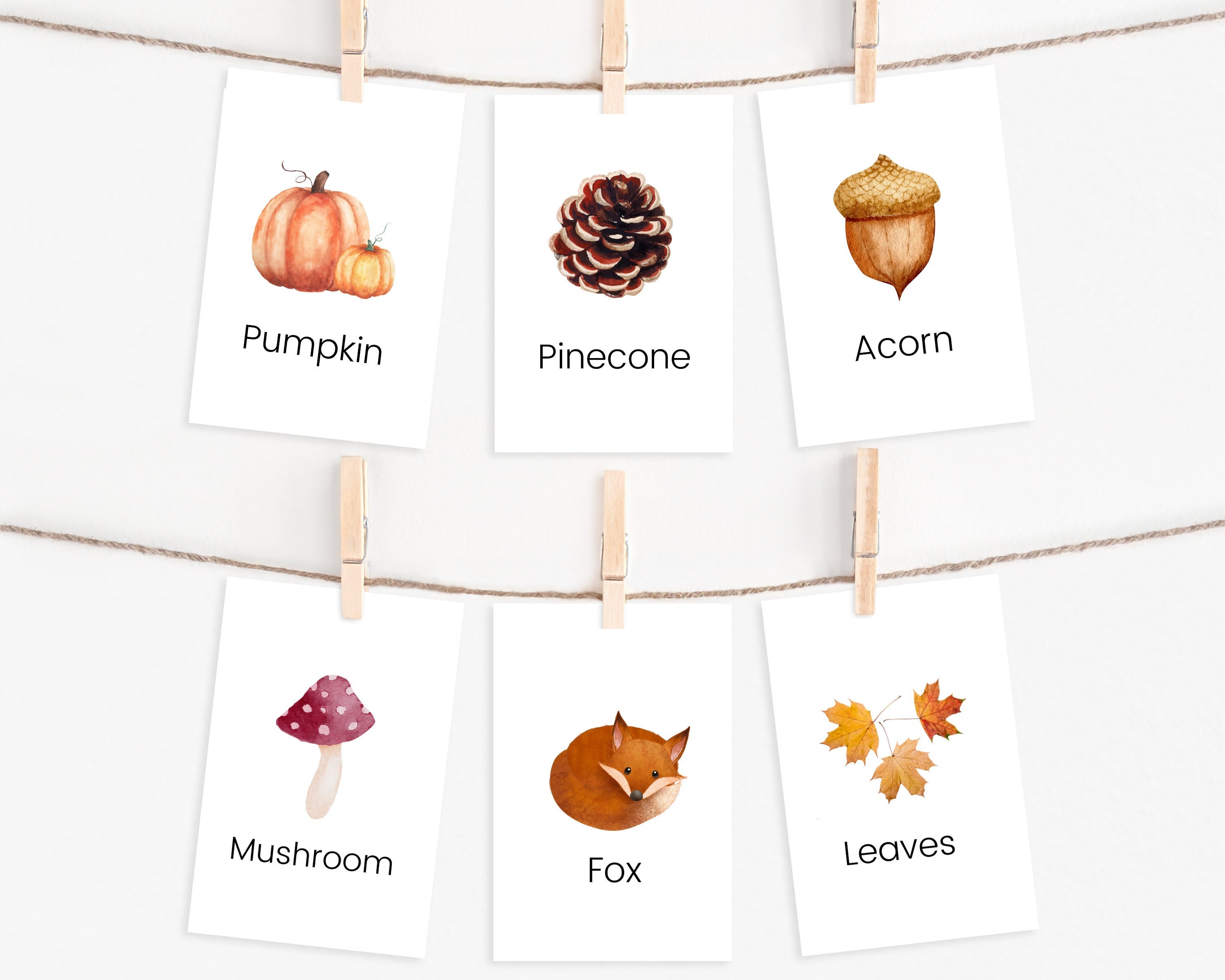 18 Autumn Flashcards, Fall Flashcards Bundle, 20 Halloween Flashcards ...