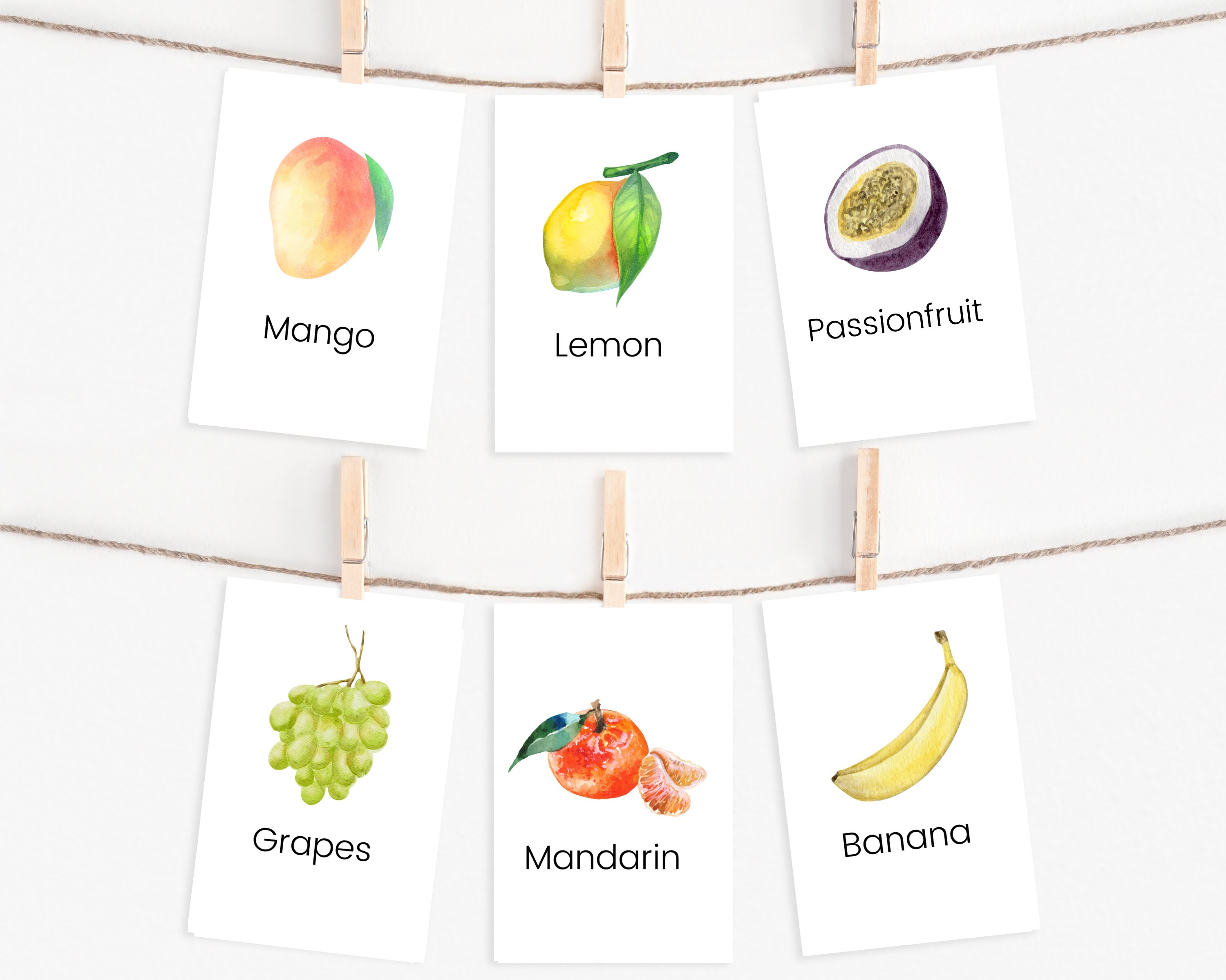 24 Fruit Flashcards, Montessori Flashcards, Food Cards, INSTANT ...
