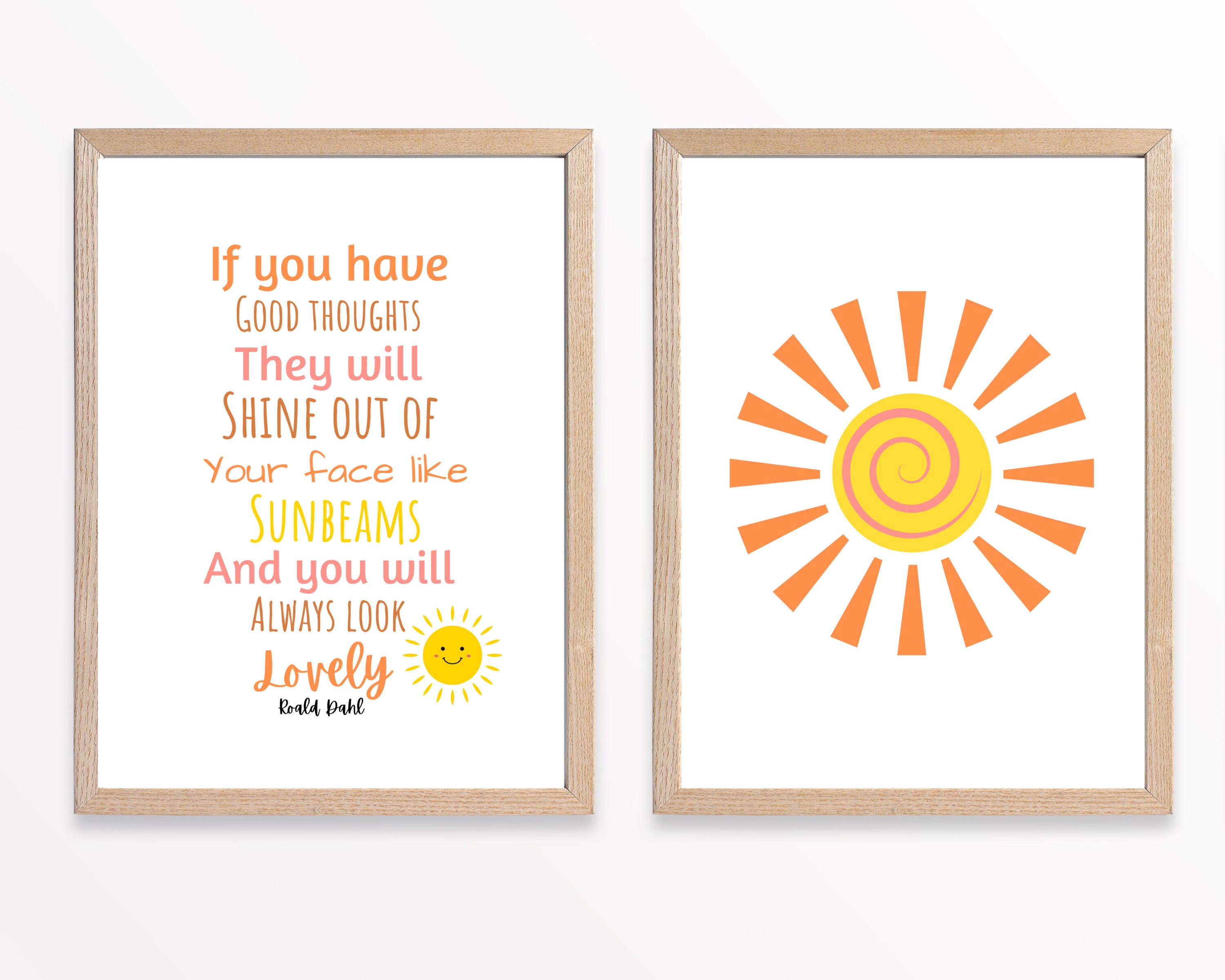 Roald Dahl Quote Prints, Set of 2, Roald Dahl Printable, Sunbeams ...