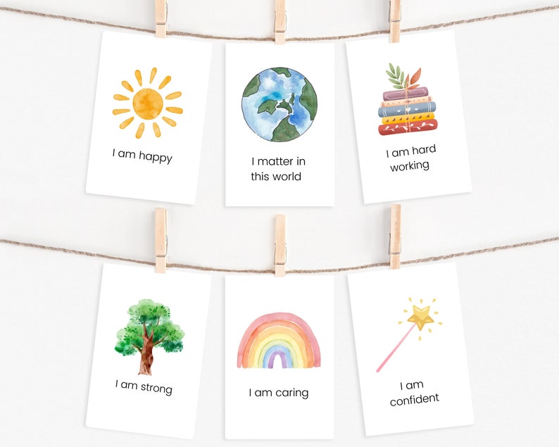 22 Affirmation Cards for Kids Printable, Positive Affirmation Cards ...