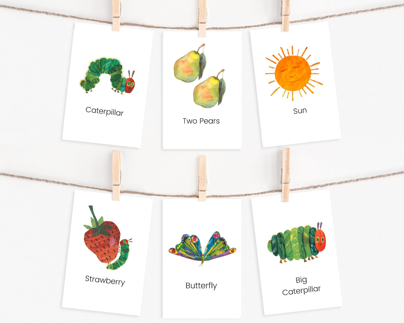 The Very Hungry Caterpillar Flashcards, Homeschool Montessori ...