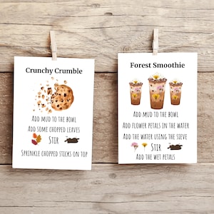 Printable Mud Kitchen Recipe Cards, Ingredient Cards, Montessori ...