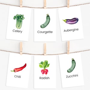 30 Vegetable Flashcards, Food Flashcards, INSTANT DOWNLOAD, Montessori ...