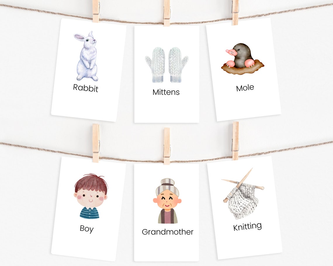 Mitten Story Flash Cards, Homeschool Printable (PDF) - Etsy
