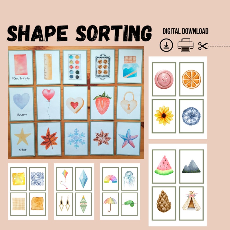 Montessori Shape Sorting Activity: Preschool Printable (digital ...