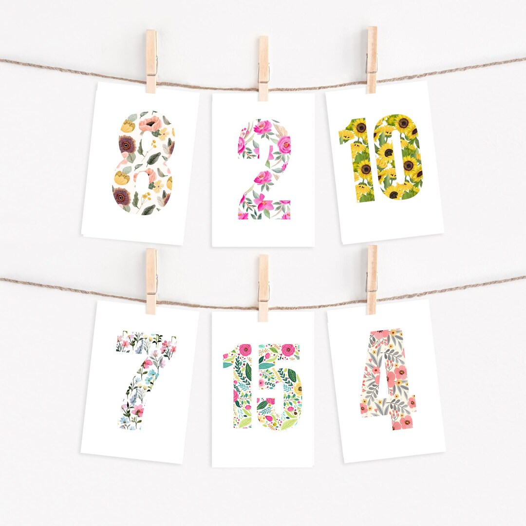 Floral Number Flashcards 1-20: Montessori Homeschool Printable (PDF) - Etsy