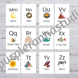 Alphabet Flashcards Printable, Nature ABC Cards, Nursery Wall Art ...