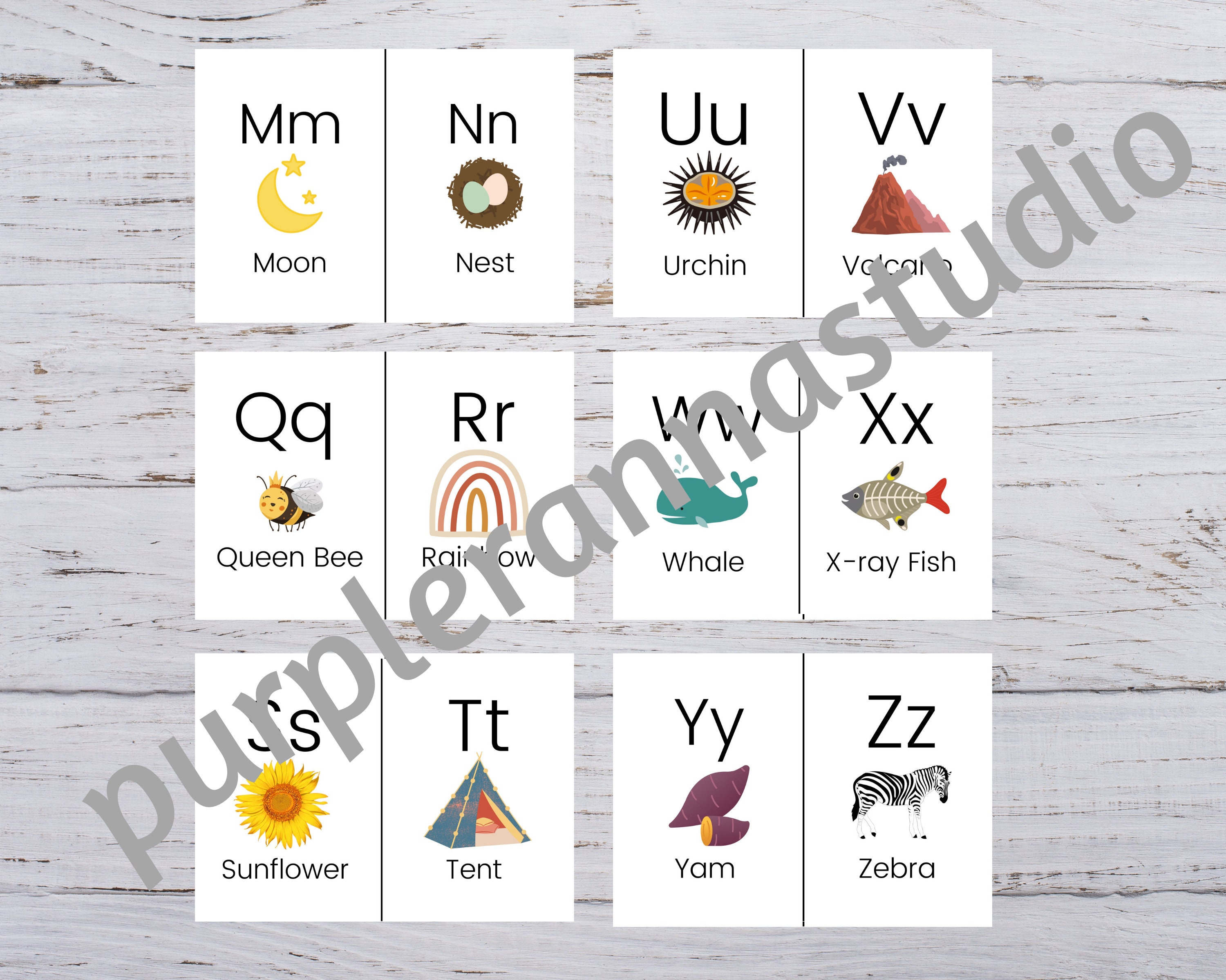 Alphabet Flashcards Printable, Nature ABC Cards, Nursery Wall Art ...