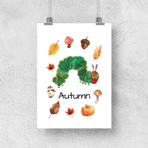 The Very Hungry Caterpillar Fall Poster, Autumn Hungry Caterpillar ...