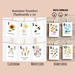 Summer Number Flashcards 1-10, Nature Counting Cards (PDF Pattern) - Etsy