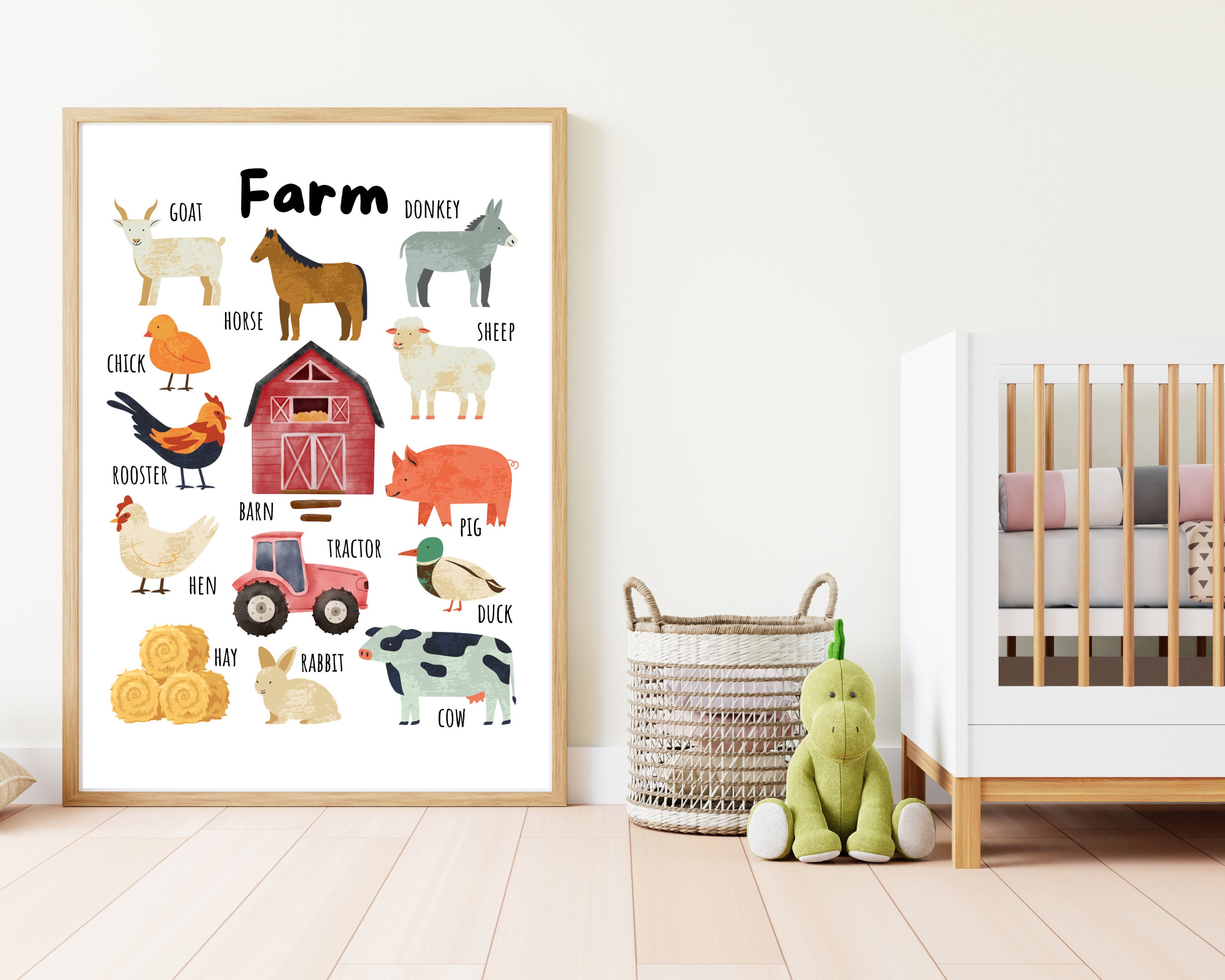 Farm Animals Kids Poster, Farm Animals Printable Wall Art, Animals ...