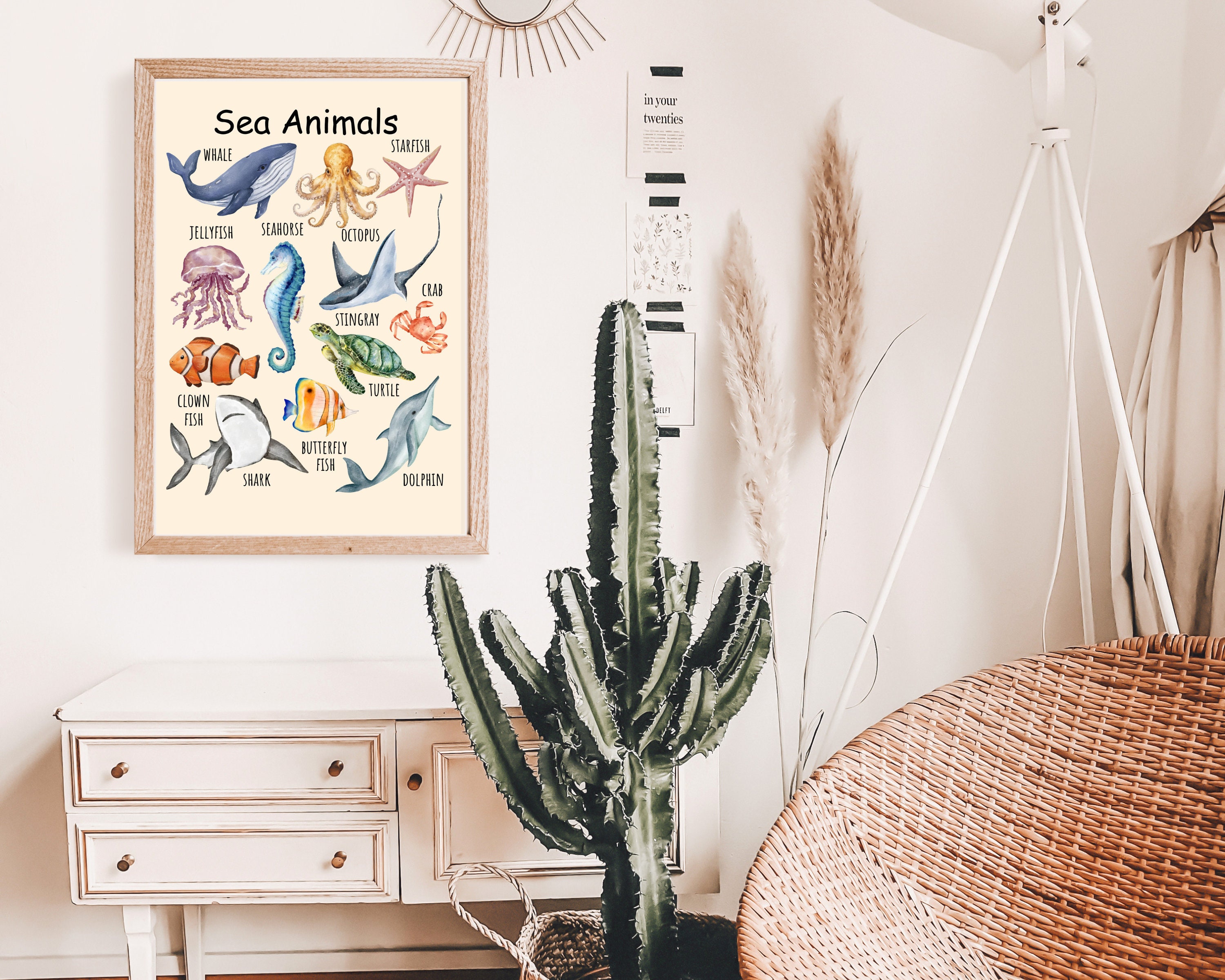 Sea Animals Poster, Ocean Animals Printable Wall Art, Educational ...