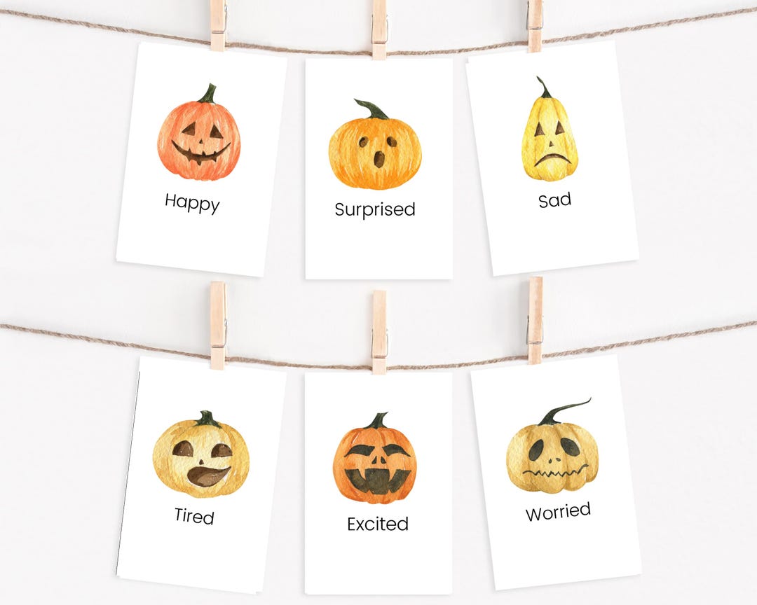 Pumpkin Feelings Flashcards: Halloween Montessori Learning (PDF ...