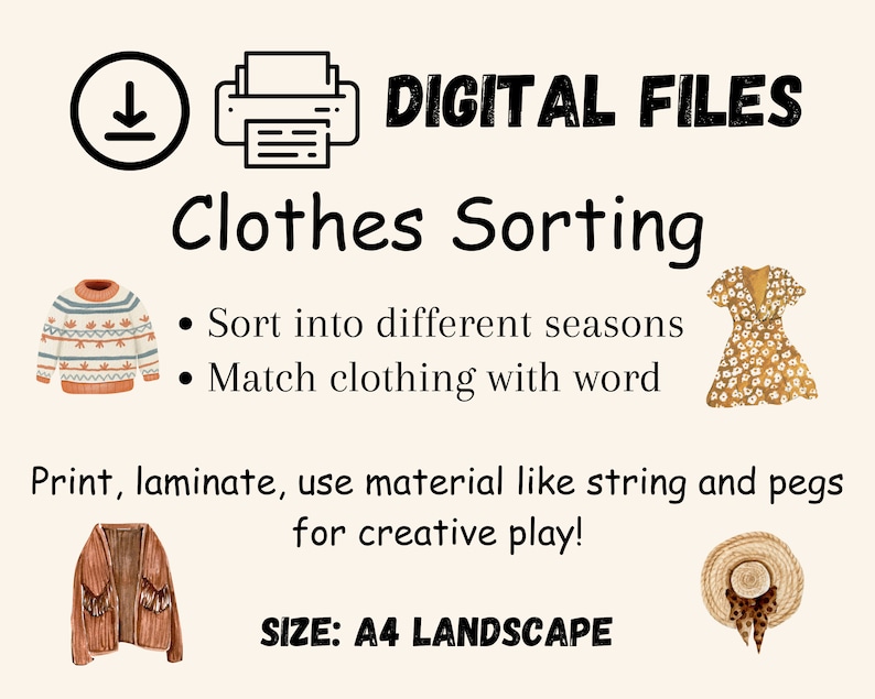 Clothes Sorting Activity, Seasons and Clothes, Weather Clothing, Fall ...