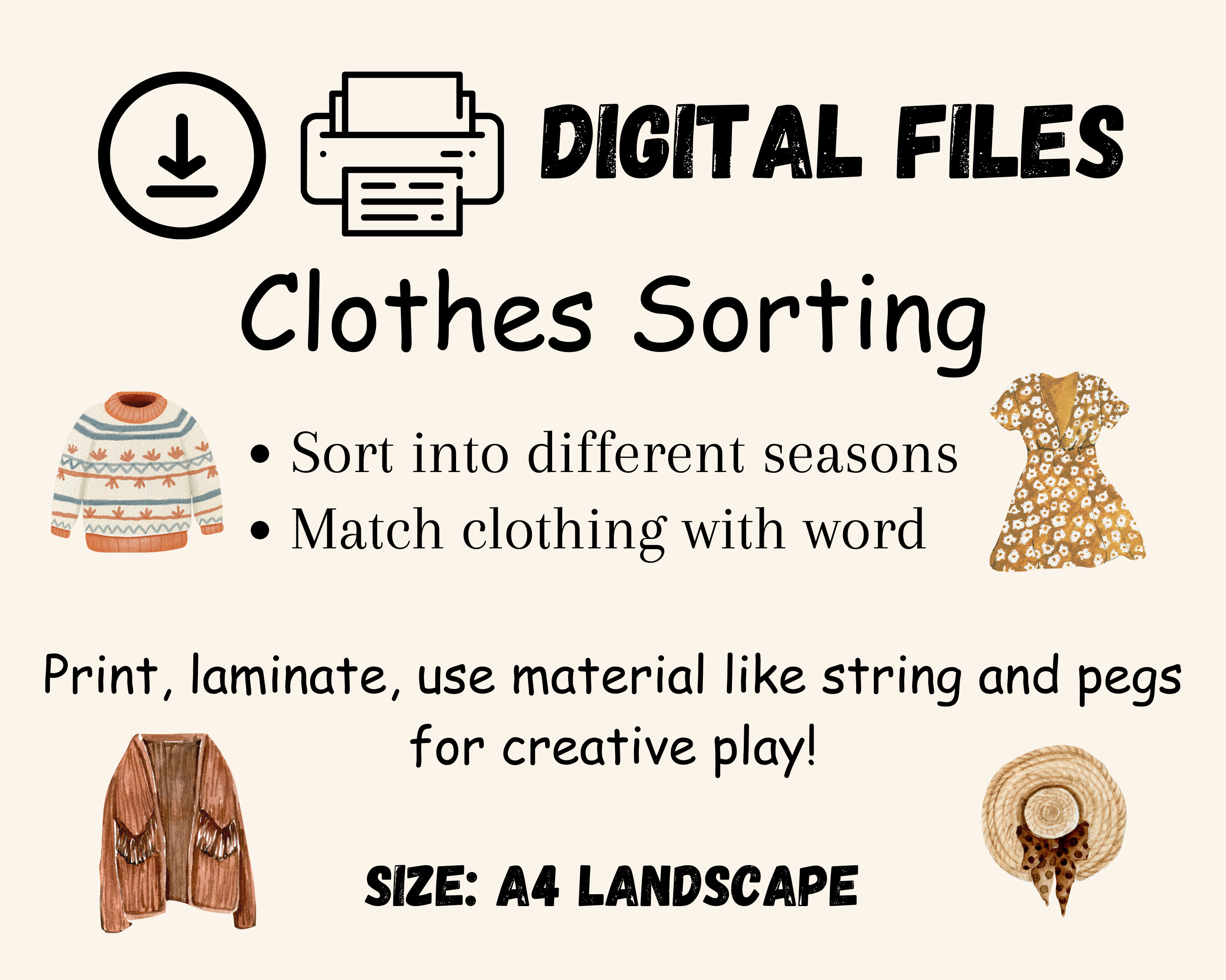 Clothes Sorting Activity, Seasons and Clothes, Weather Clothing, Fall ...