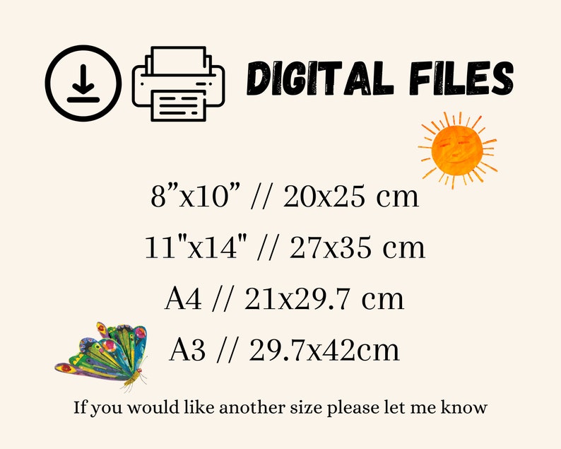 The Very Hungry Caterpillar Printable Wall Art, Personalised Nursery ...