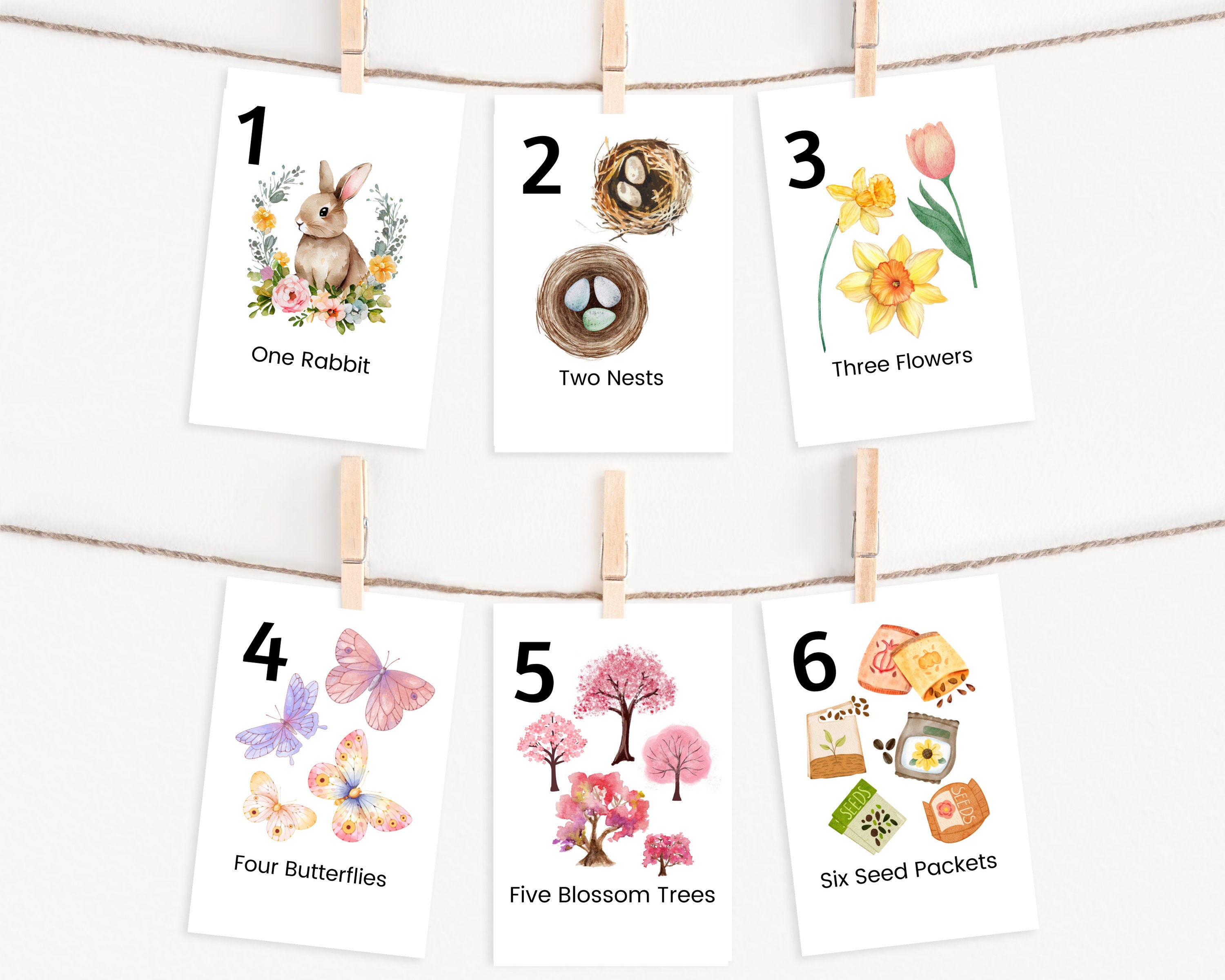 Spring Number Flashcards 1-10 Printable, Nature Number Cards, Spring ...