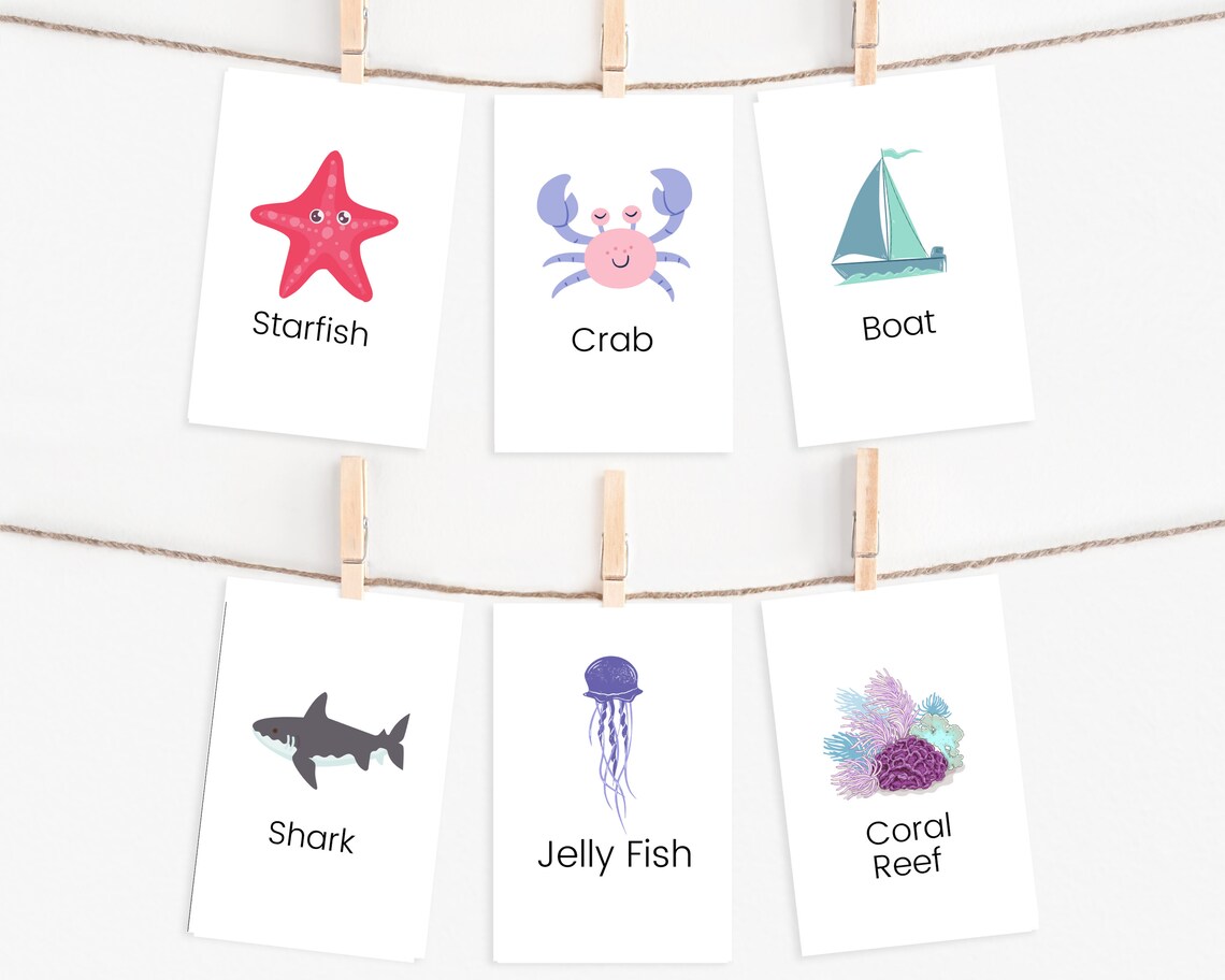 20 Ocean Animals Flashcards Sea Animals Flashcards INSTANT - Etsy