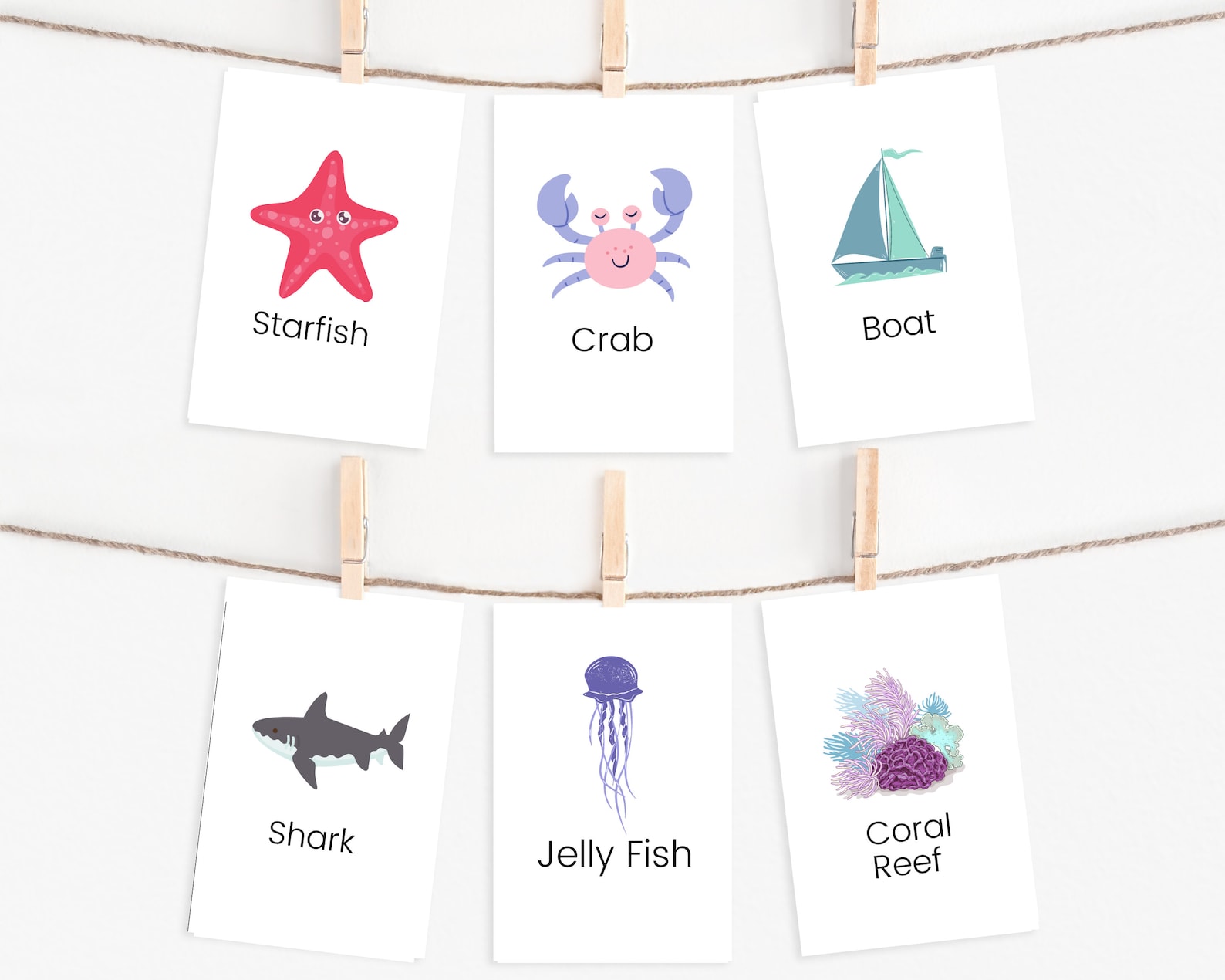 20 Ocean Animals Flashcards, Sea Animals Flashcards, INSTANT DOWNLOAD ...