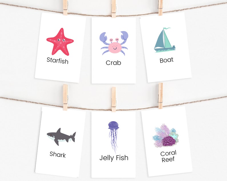 20 Ocean Animals Flashcards Sea Animals Flashcards INSTANT - Etsy