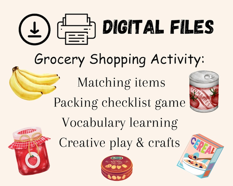 Grocery Shopping Game, Printable Activity, Homeschool Learning (PDF ...
