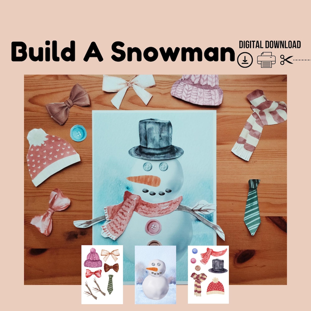 Build a Snowman Activity, Snowman Paper Craft, DIY Snowman, Winter ...